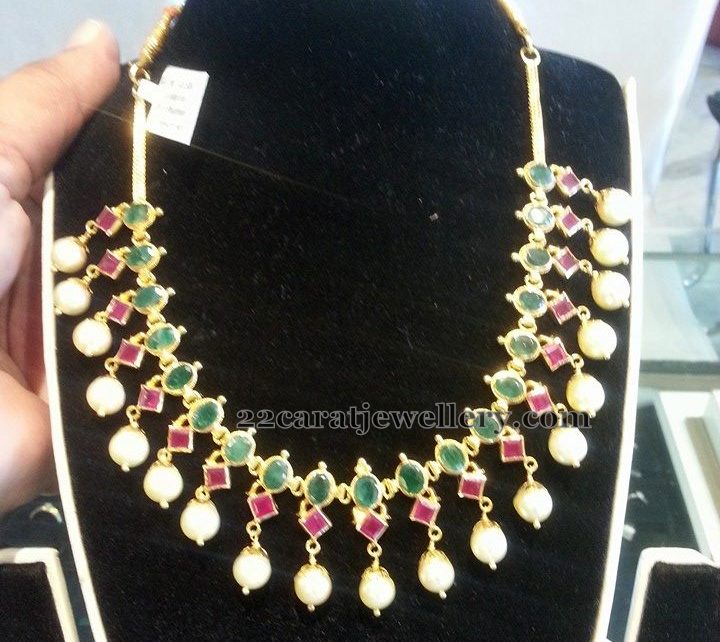 Ruby and Emerald Necklace 50gms - Jewellery Designs