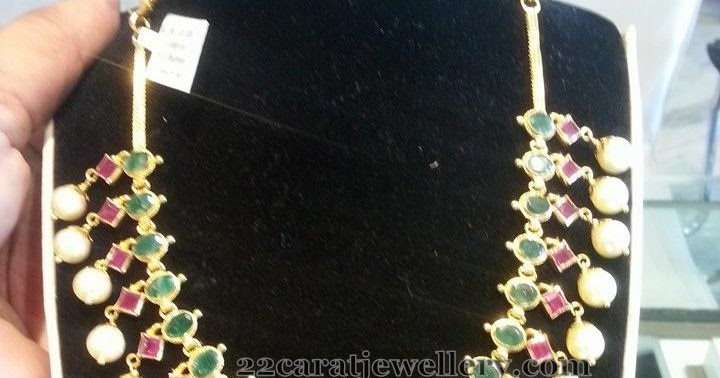 Ruby and Emerald Necklace 50gms - Jewellery Designs