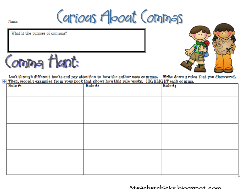 3 Teacher Chicks: Commas, Commas, Commas