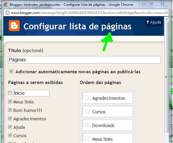 O padrão e o HTML gadget BLOGGER. | Verbratec