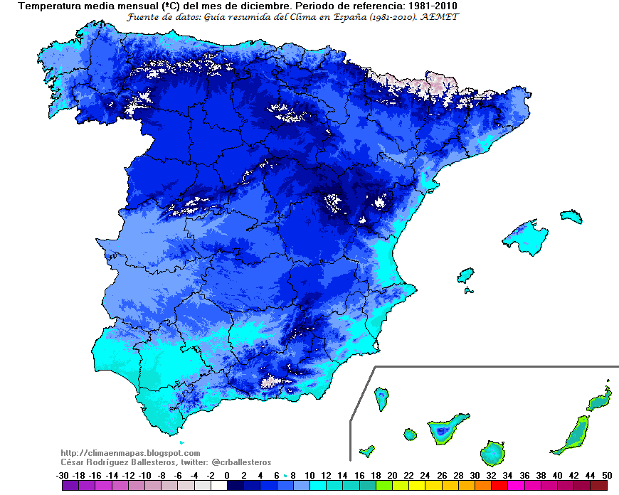Mapas y gráficos climatológicos: Mapas climatológicos de diciembre