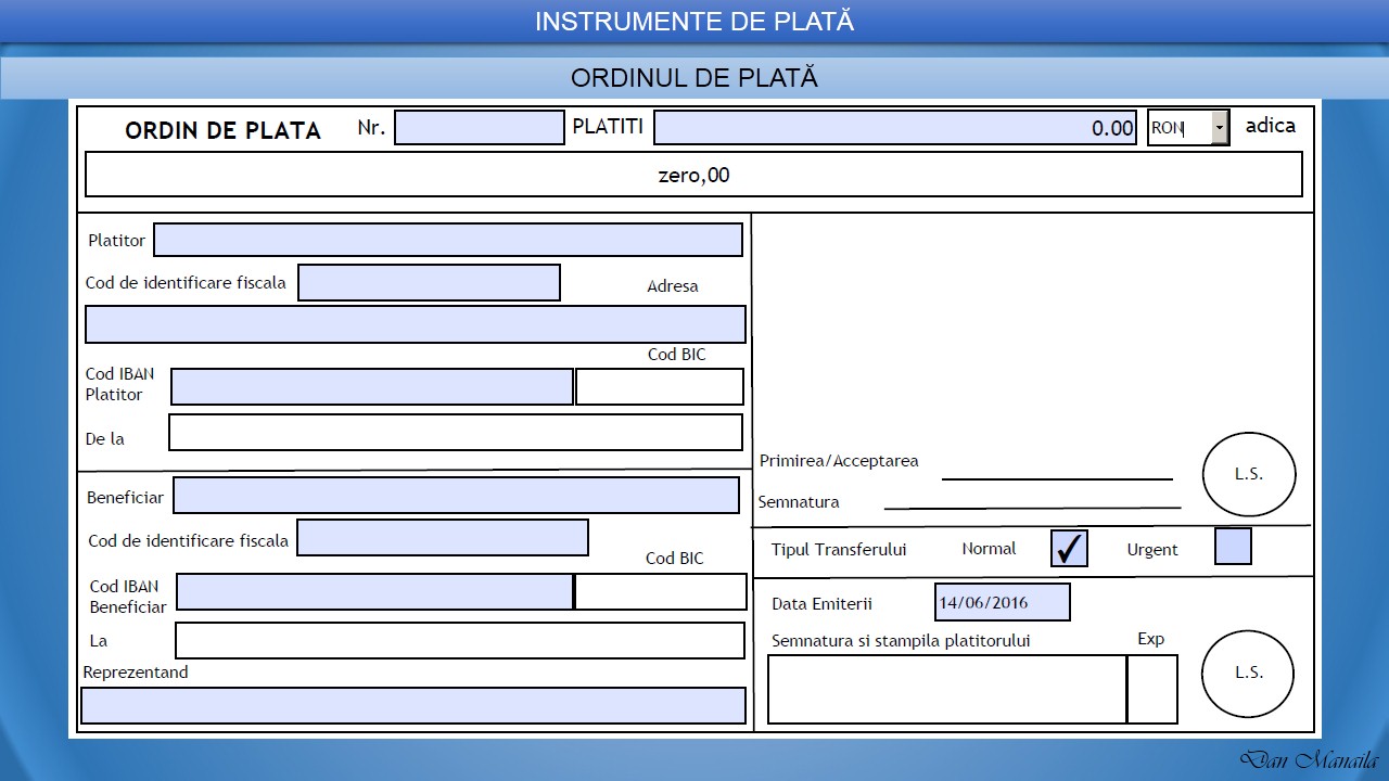Profu`economist: ORDINUL DE PLATĂ