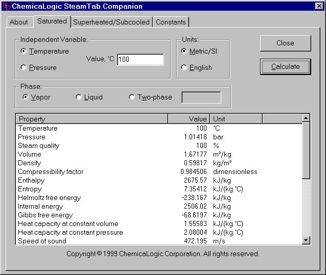 Programas para Termodinámica: Steam Tab