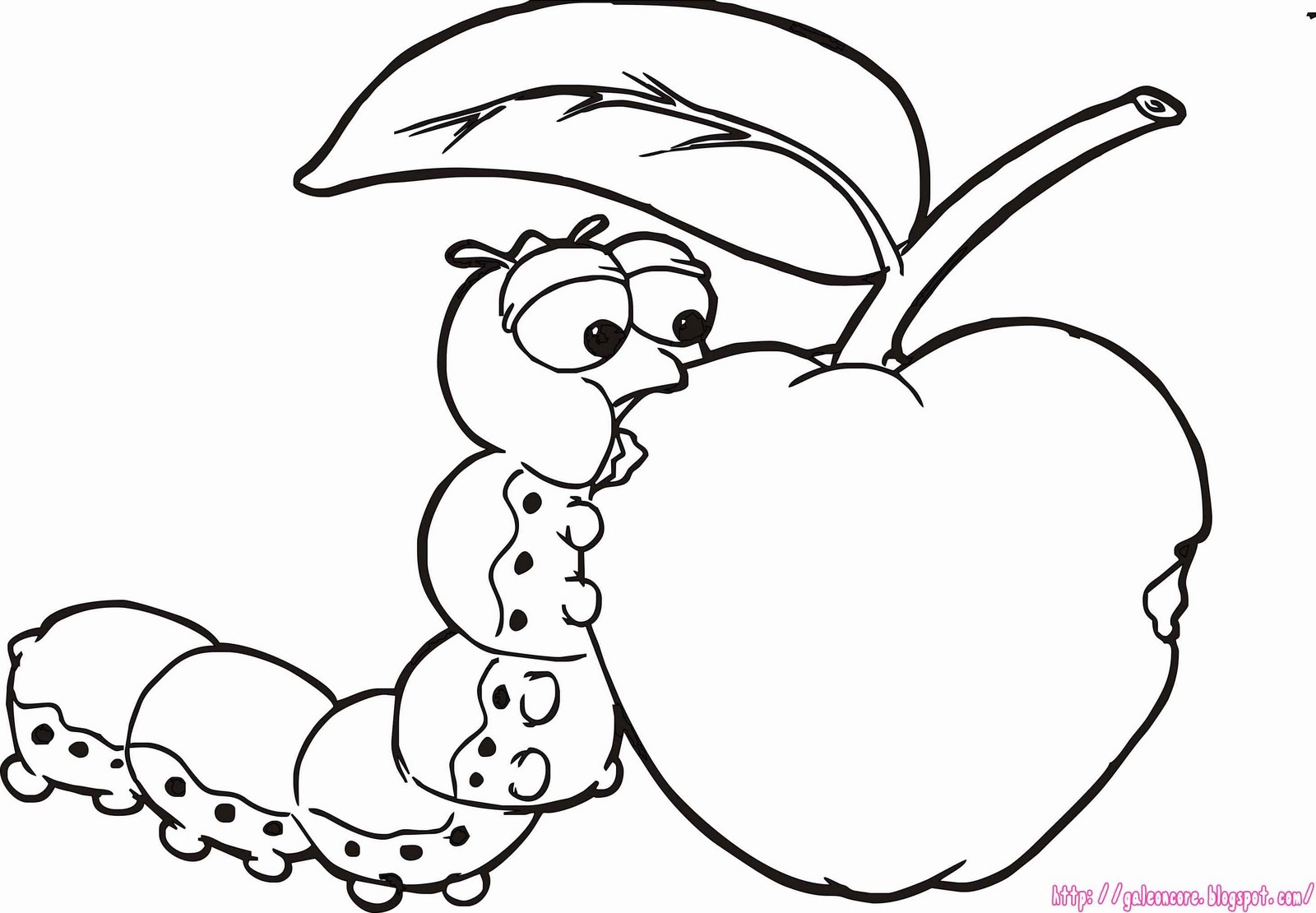 Gambar Mewarnai Apel Dimakan Ulat - Ide Warna Warni