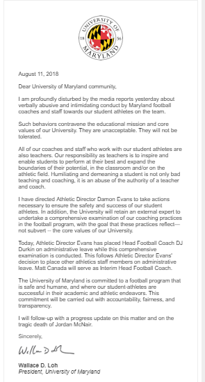 Parents' Coalition of Montgomery County, Maryland: UMD President Loh's ...