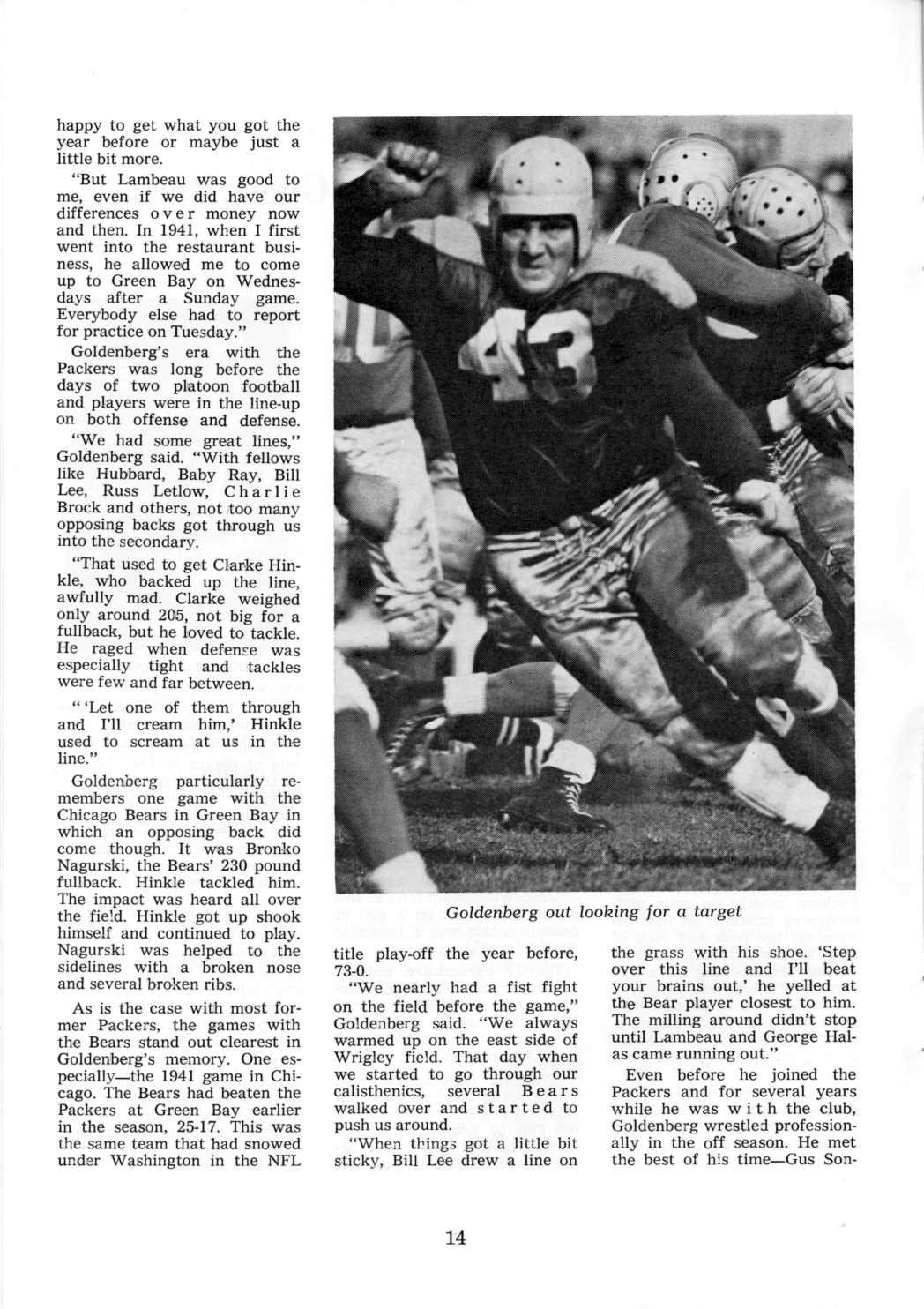 PACKERVILLE, U.S.A.: From the Past — “Buckets” Goldenberg