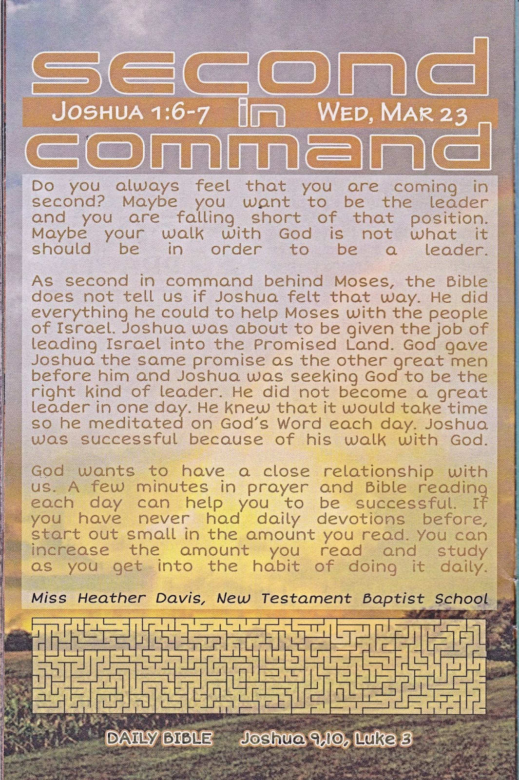 Children's Gems In My Treasure Box: Second Command - Joshua 1:6 -7