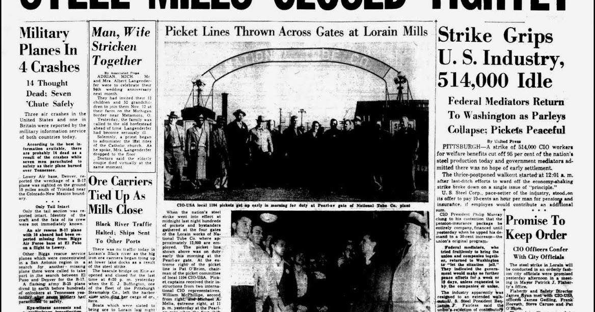 Brady's Bunch of Lorain County Nostalgia: October 1, 1949 – Steel Strike