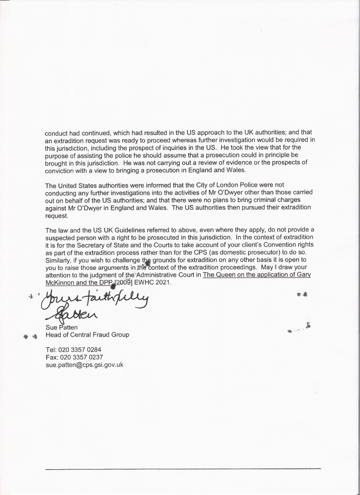 #Extradition The Fight of Our Lives: DPP LETTER SAYING NOT A SERIOUS ...