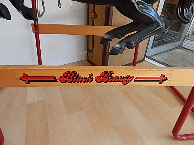 13909 Antiques: Vintage Black Beauty Rocking Horse with Sound