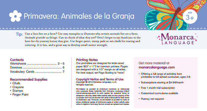 Mommy Maestra: Spanish Preschool Curriculum Review: Monarca Language & {PRINTABLE}