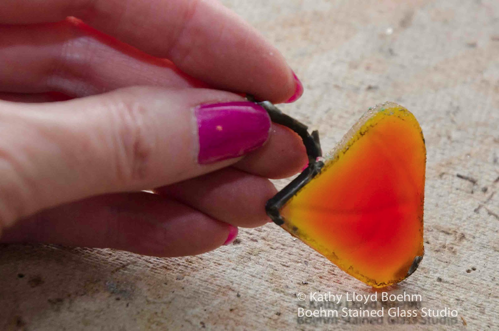 Boehm Stained Glass Blog: Red Ivy Stained Glass Lamp - Repair