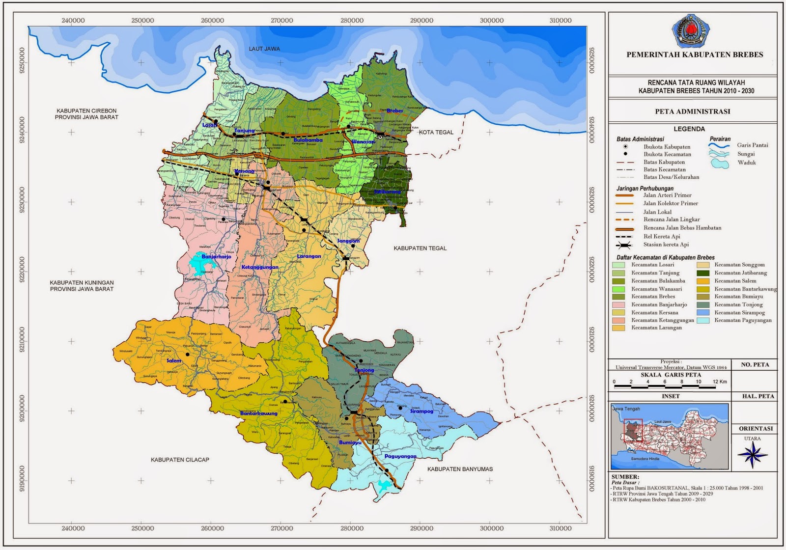 Peta Lengkap Indonesia: Peta Administrasi Kabupaten Brebes