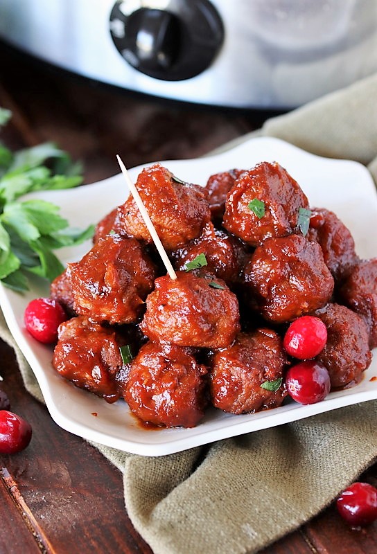 Slow Cooker Cranberry Meatballs | The Kitchen is My Playground