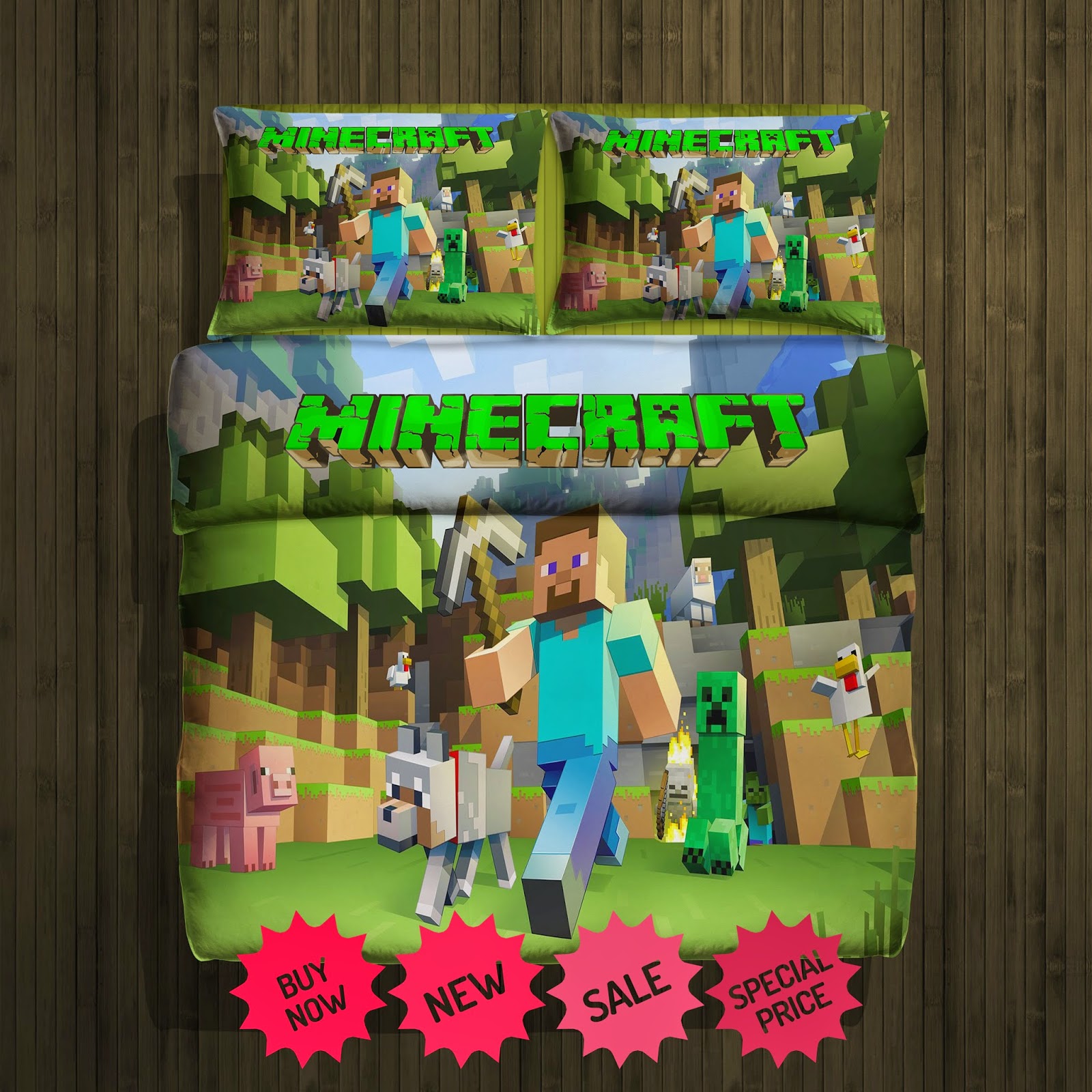 Minecraft x box fleece blanket (Large) & 2 pillow cases - FREE SHIPPING ...