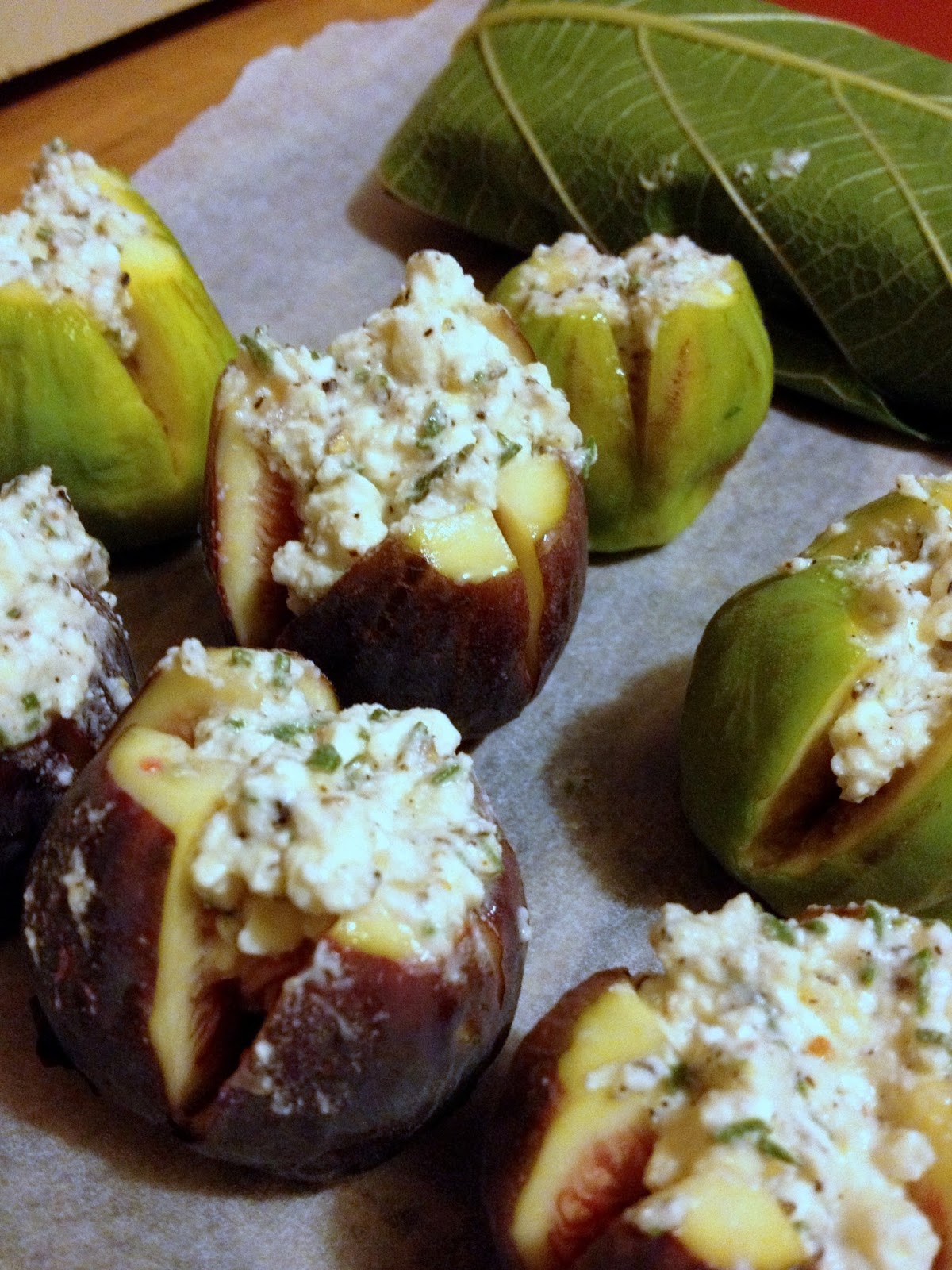 Keep the Peas: KING SALMON IN FIG LEAVES, ROASTED FETA-STUFFED FIGS