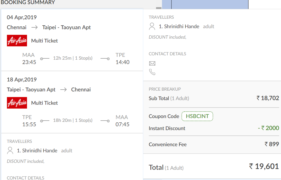Taiwan return for 20k INR-AirAsia-MMT - The Airline Blog