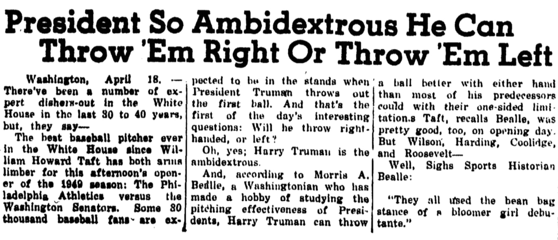 Ambidextrous President Harry Truman