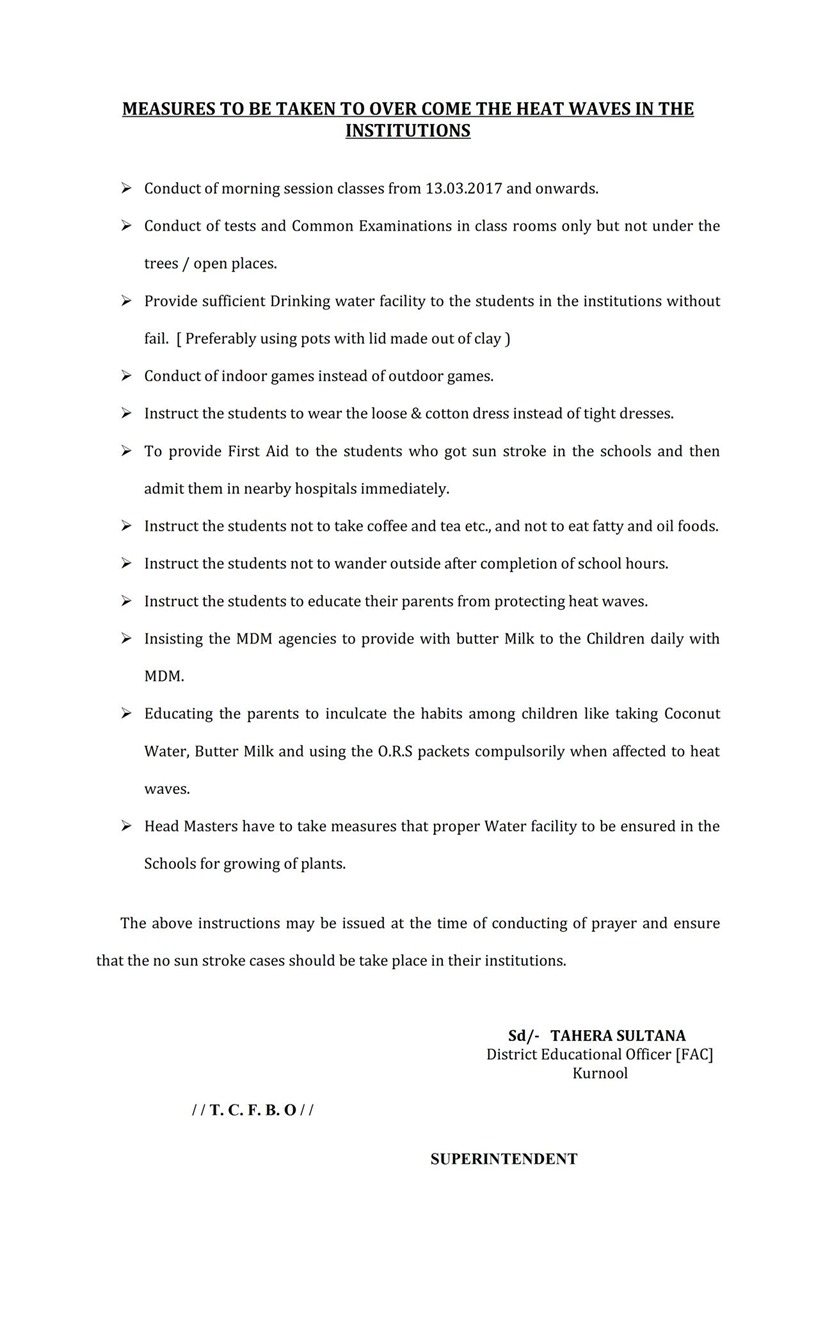 teachers website: HEAT WAVE ACTION PLAN KURNUL,RC.NO.SPL,DT.08.03.2017