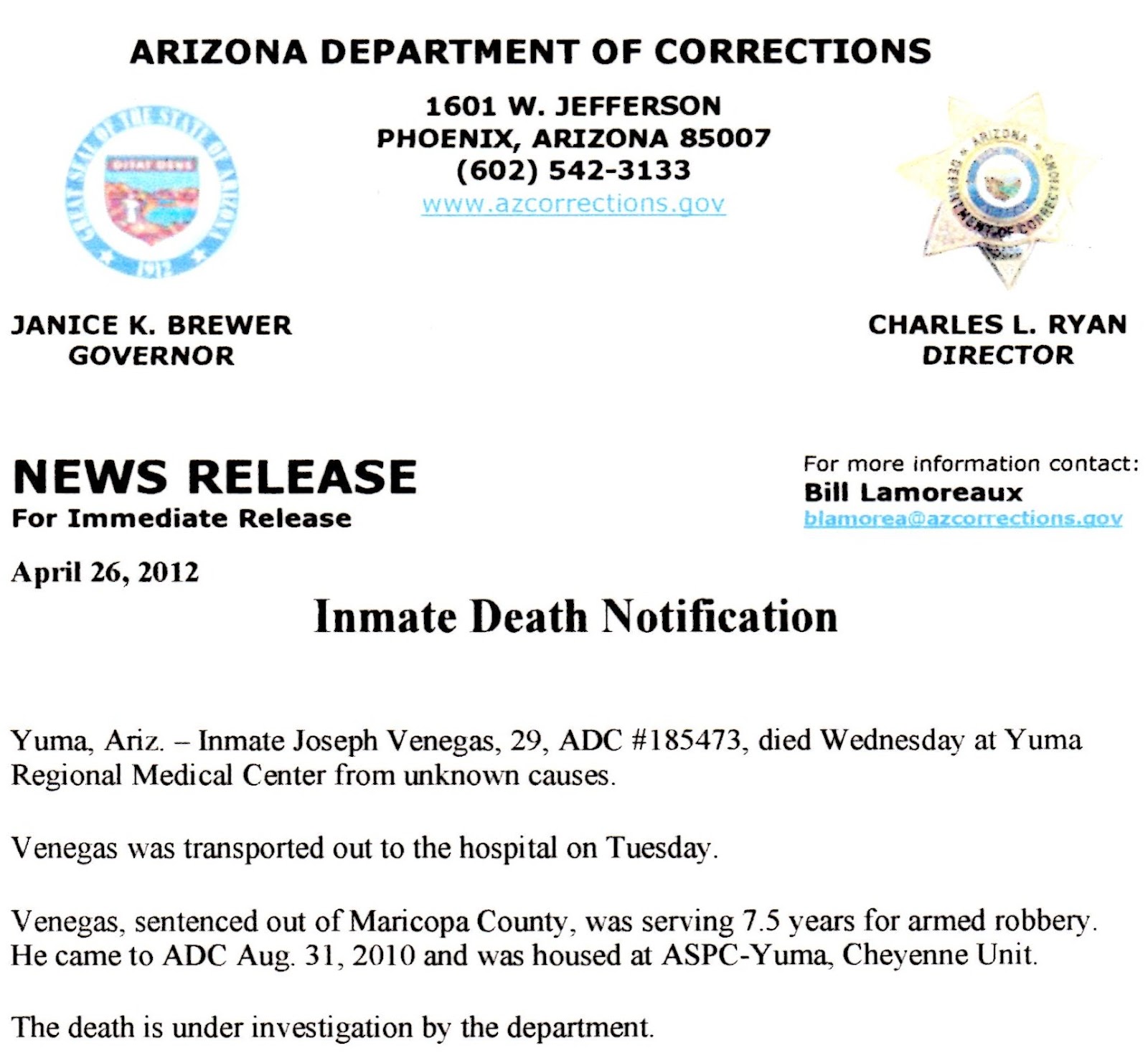 Survivors of Prison Violence - Arizona: ASPC-Yuma Deaths in Custody ...