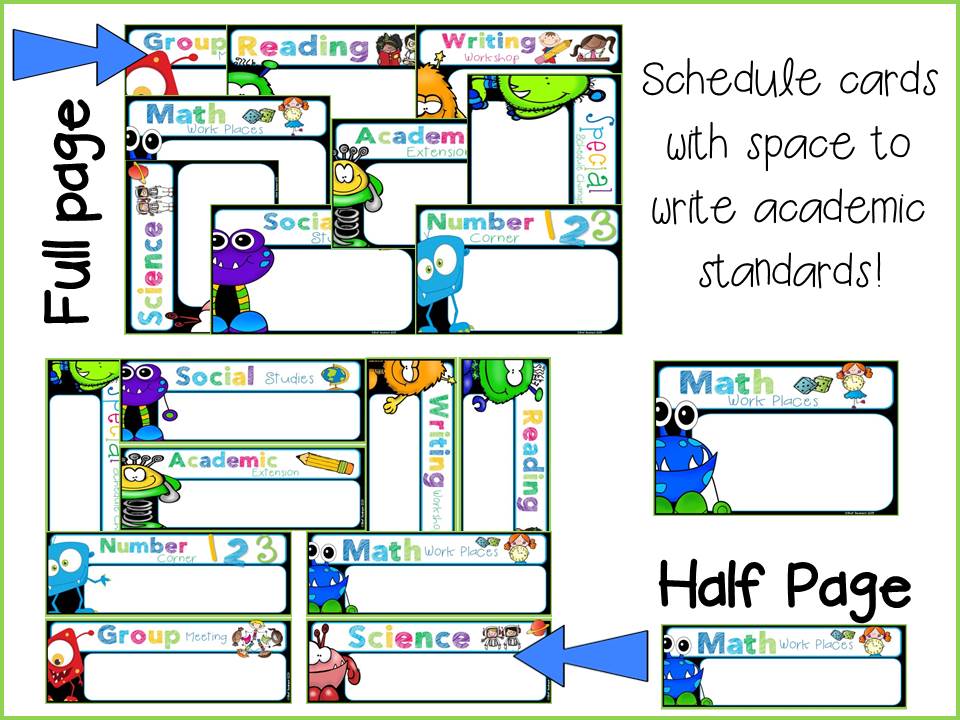 Dream Big Kinders: Monster Classroom Decor - Daily Schedule Cards