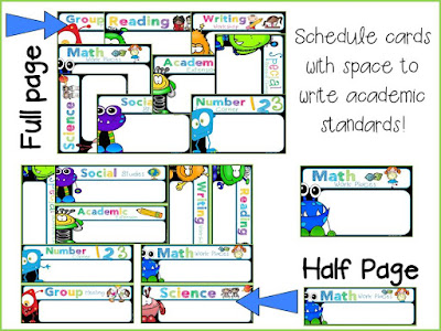 Dream Big Kinders: Monster Classroom Decor - Daily Schedule Cards