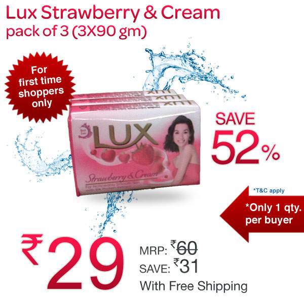 Hottest Online Dealz: Pack of 3 Lux Soap worth Rs.60 for Rs.29 + Free ...