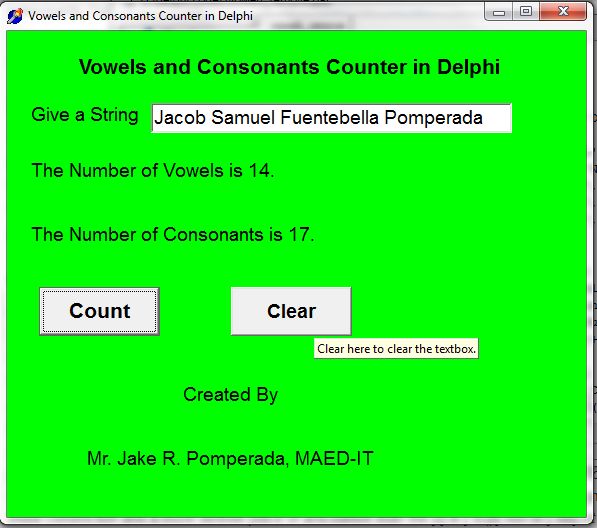 Free Programming Source Codes And Computer Programming Tutorials Consonants And Vowels Counter