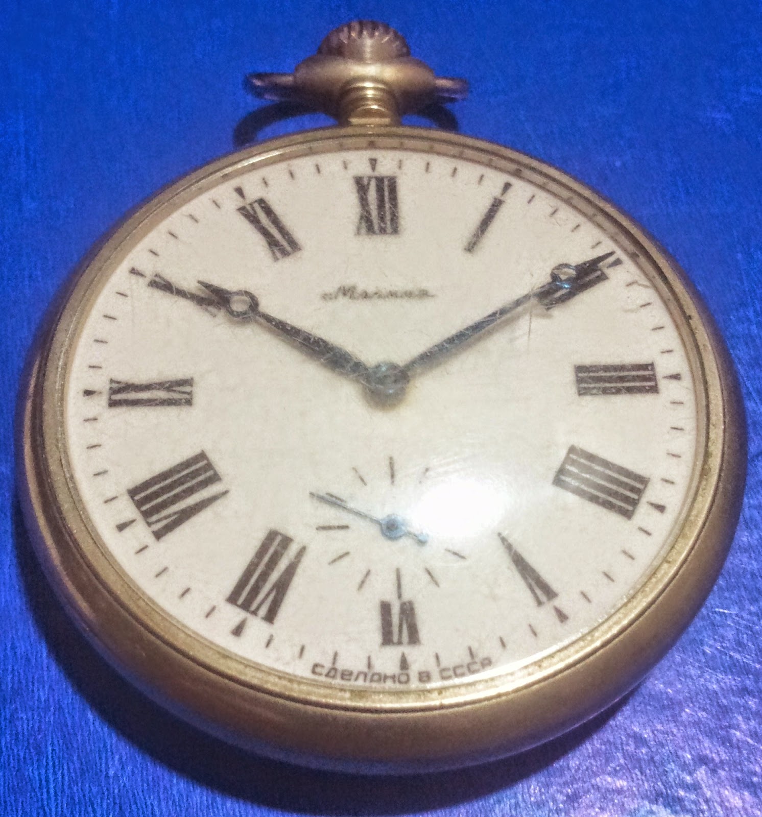 silvium antiques: vintage Soviet Russian pocket watch MOLNIJA made in cccp