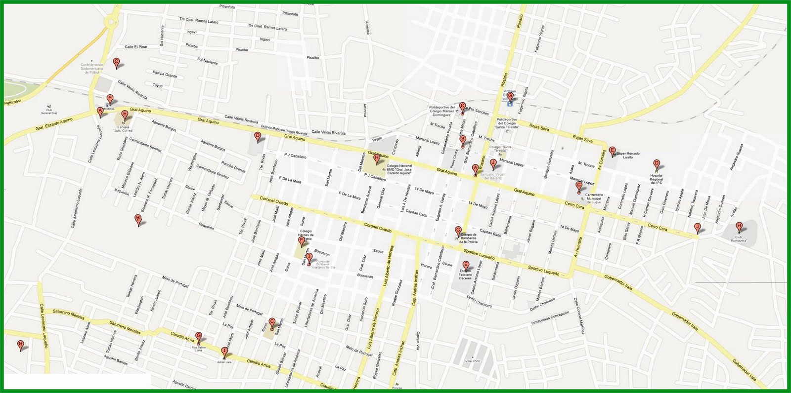 revistaguiatodoluque.com: Mapa del microcentro de Luque