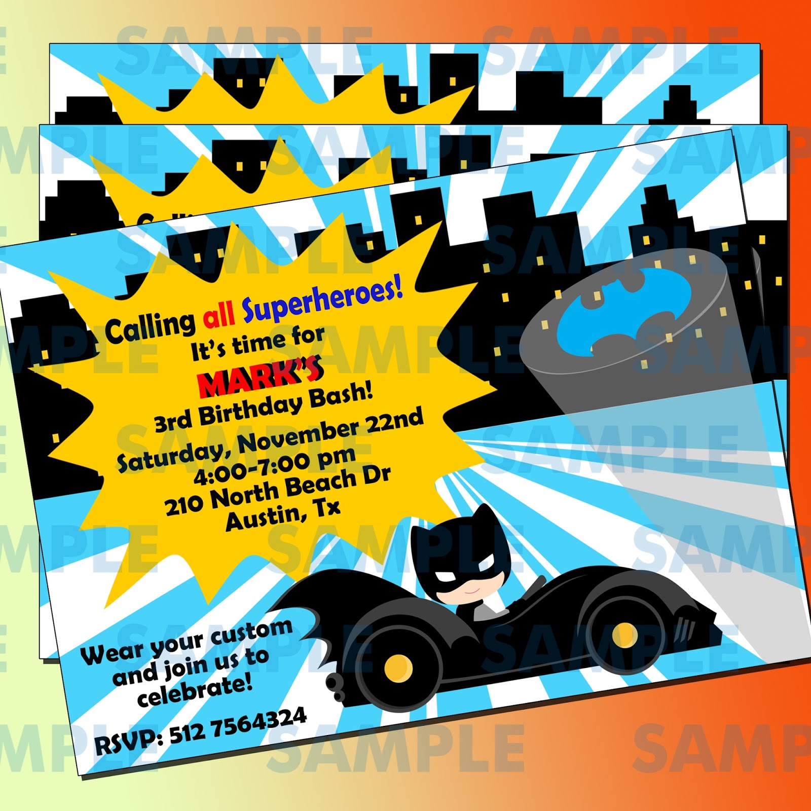 The Childrens Zone Digi Designs: Invitaciones de Batman