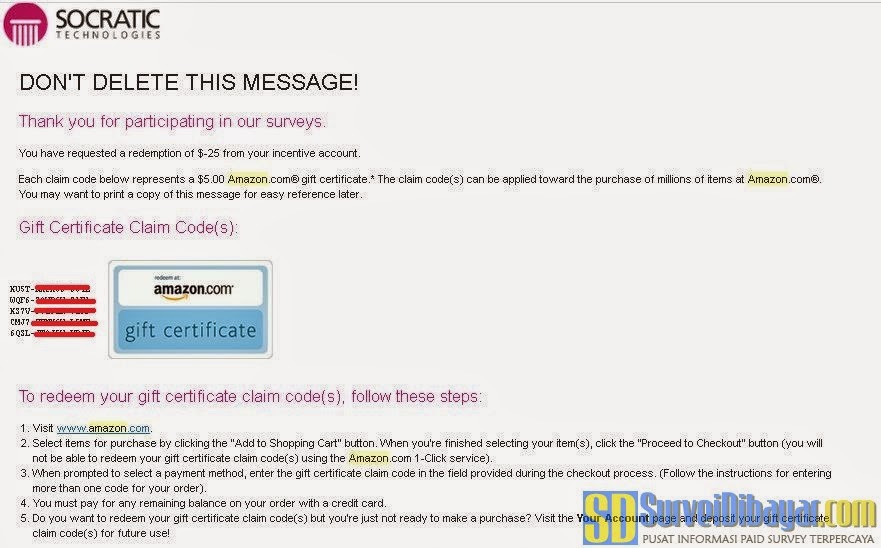Bukti Socratic Forum Membayar Dengan Amazon Voucher #CashSurvey ...