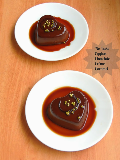 Priya's Versatile Recipes: No Bake Eggless Chocolate Crème Caramel