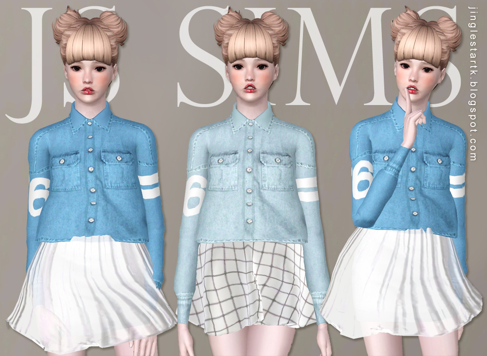 [JS SIMS 3] Sporty Style Denim Shirt－JS SIMS｜痞客邦