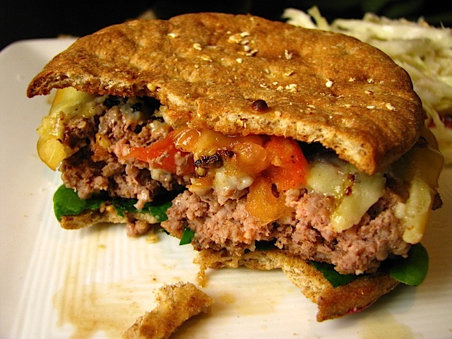 two foodies & a pup: Roast Tomato, Onion & Smoked Gouda Burgers