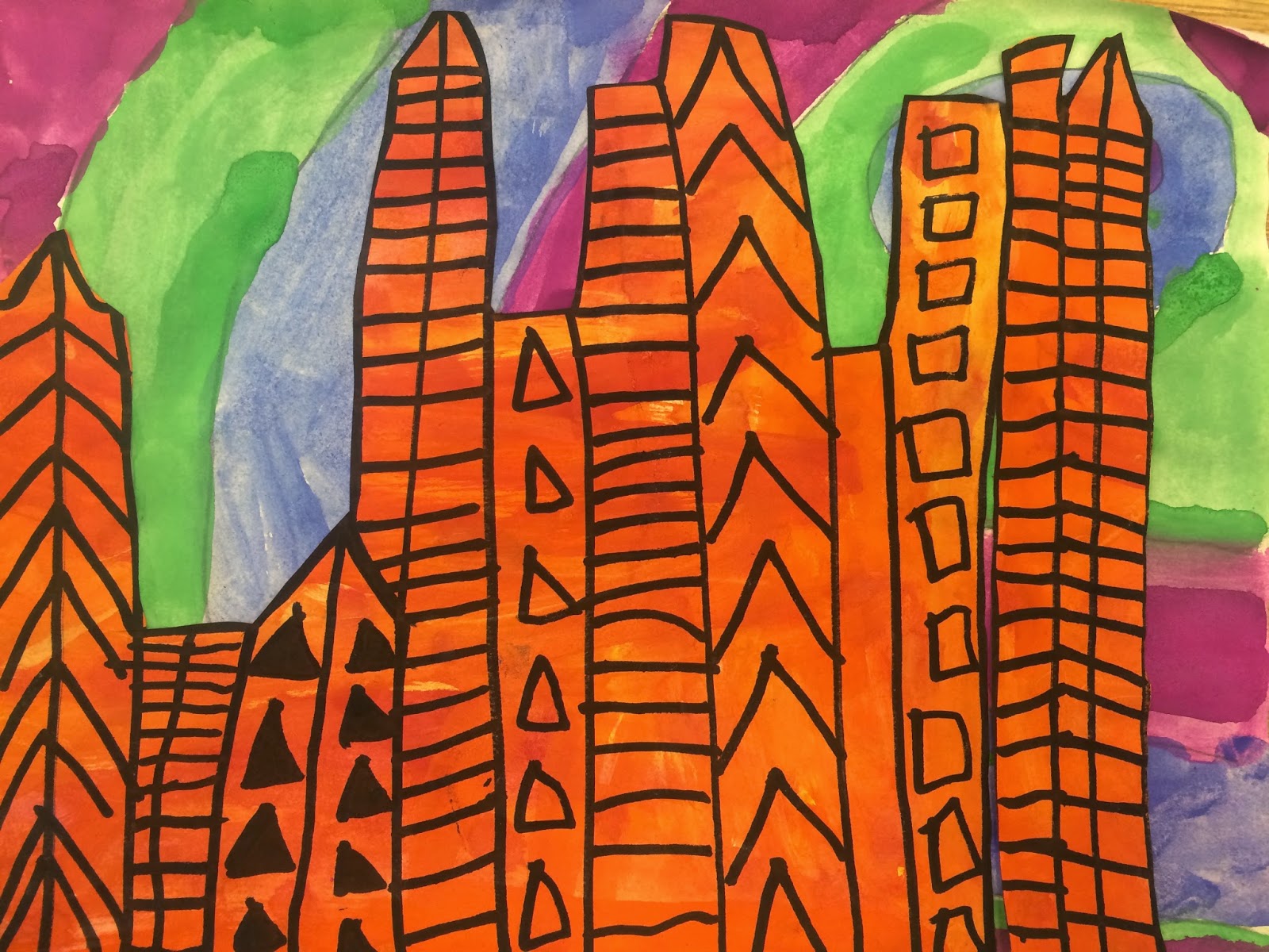 The Art Studio at Cooper Dual Language Academy: Cool and Warm Color Cities