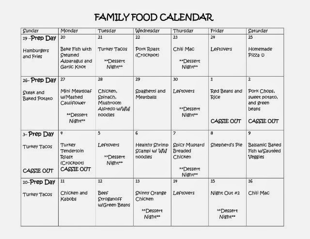 Fitness with FitCassie: Monthly Food Calendar! :-)