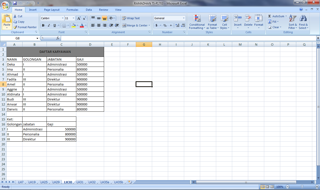 RAMADHAN: Tugas Latihan Ms.Office Excel