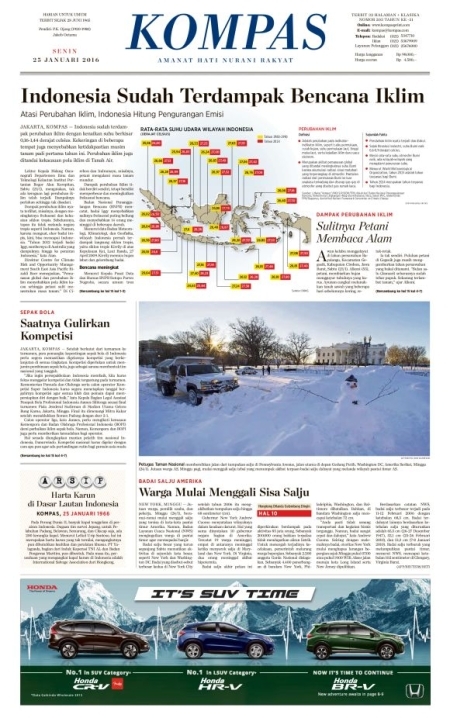 Kompas Hari Ini: Kompas Edisi Senin 25 Januari 2016