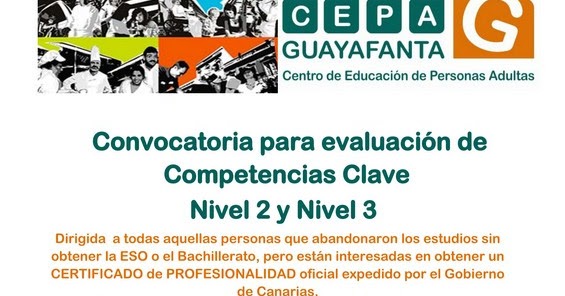 CEPA Guayafanta: Pruebas de competencias clave para los niveles 2 y 3