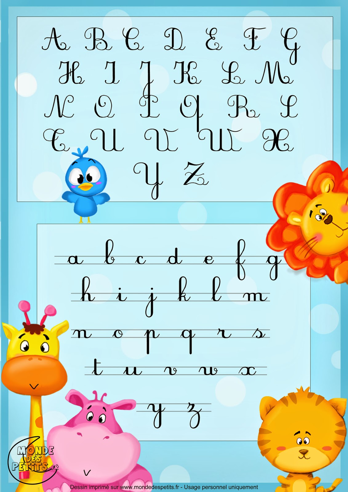 affichage alphabets en français