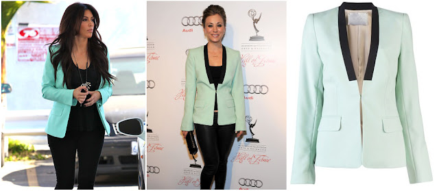 Celebrity Style: Kim Kardashian & Kaley Cuoco's Mint Blazer with Black ...