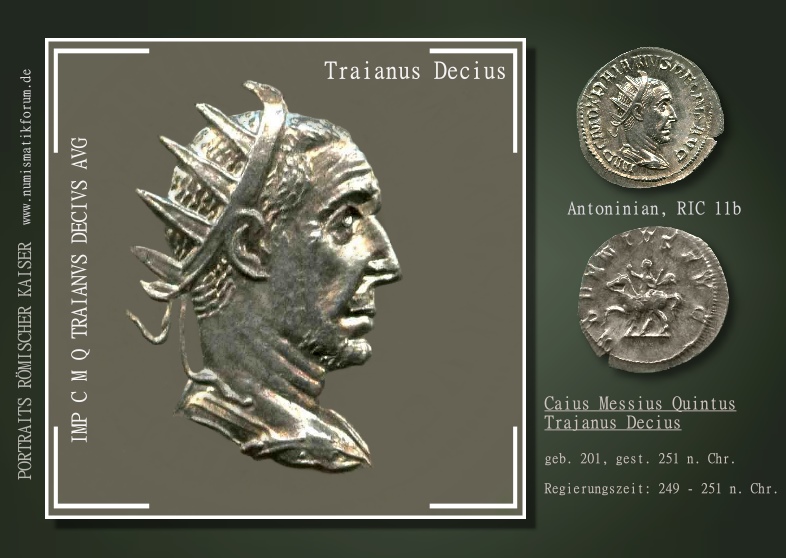 römische Kaiserportraits auf Münzen: Traianus Decius