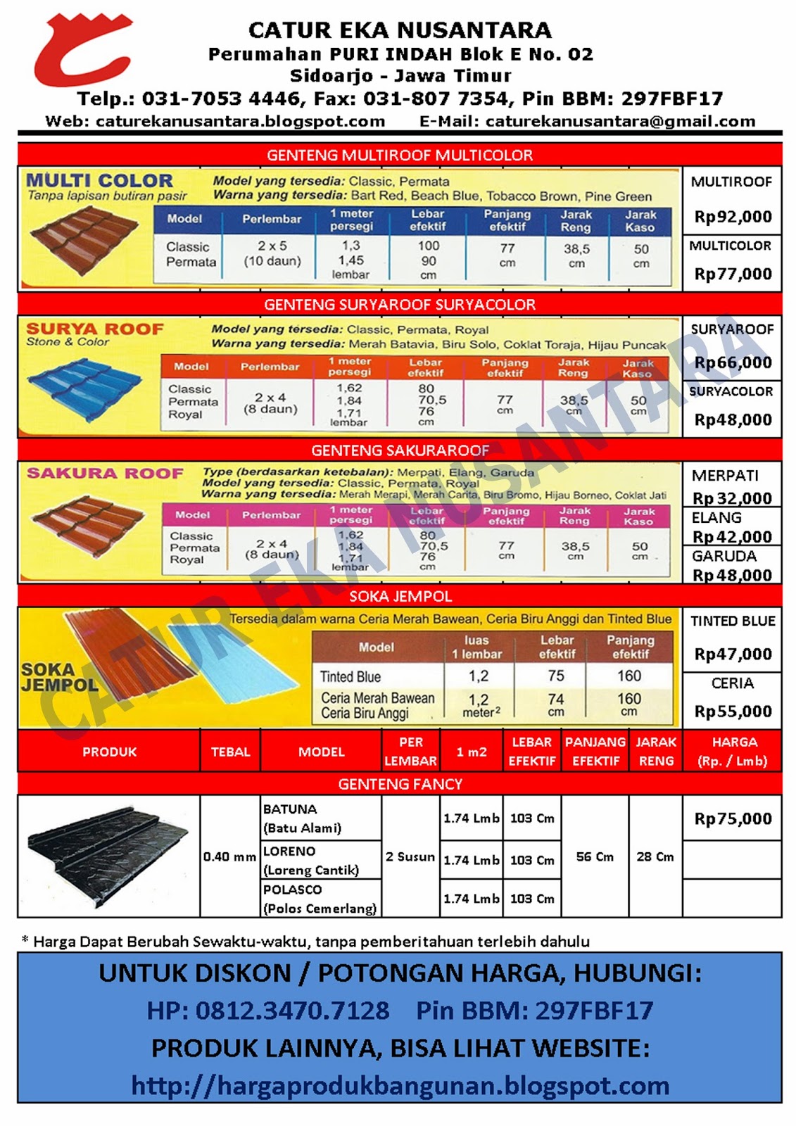 ATAP ZINCALUME | GENTENG METAL | INSULATION | TRANSLUCENT | MULTI ROOF ...
