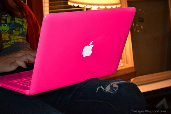 Pink, apple, laptop, computer
