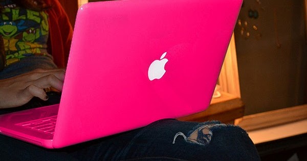 Pink, apple, laptop, computer