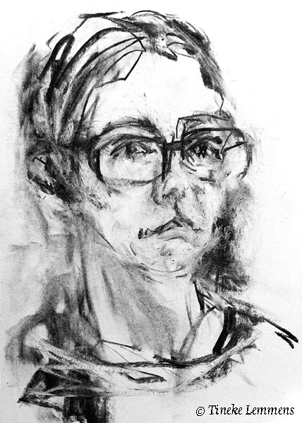 Tineke's schetsboek: Zelfportret in houtskool