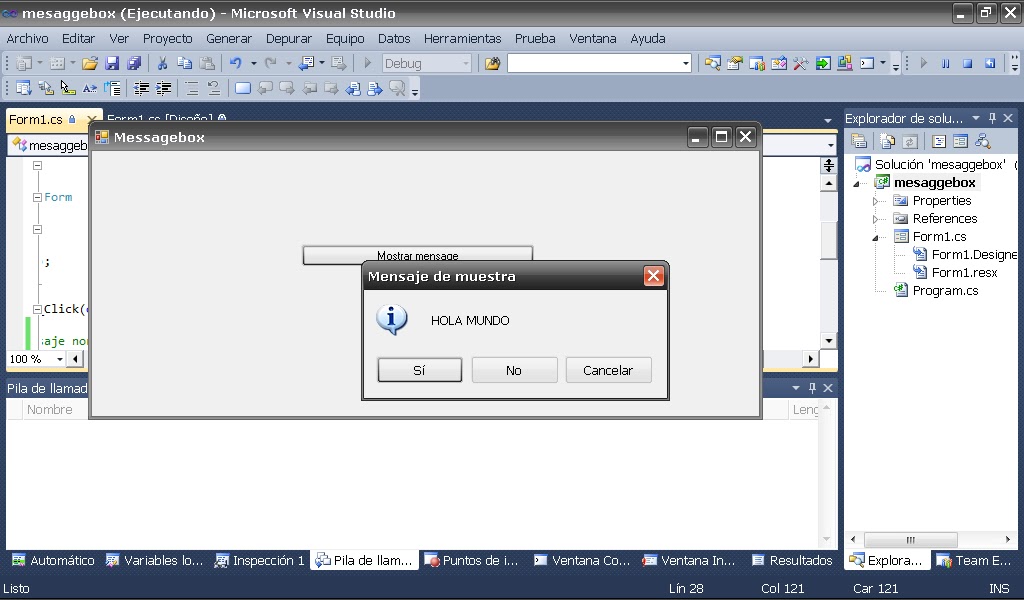 "EL HUGUITO": Messagebox en C#