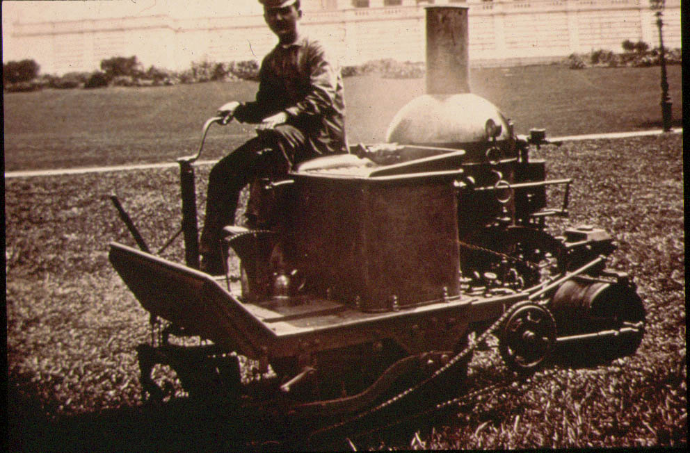 ancient lawnmowers......let's fire up the boiler and go mow some grass