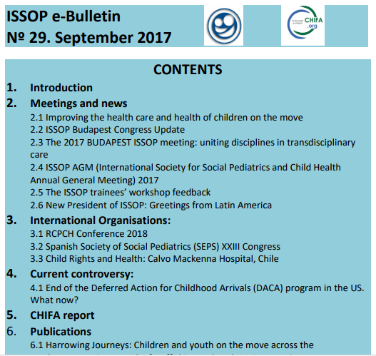 Comitè de Pediatrìa Social / ALAPE: BOLETIN ISSOP SEPTIEMBRE 2017